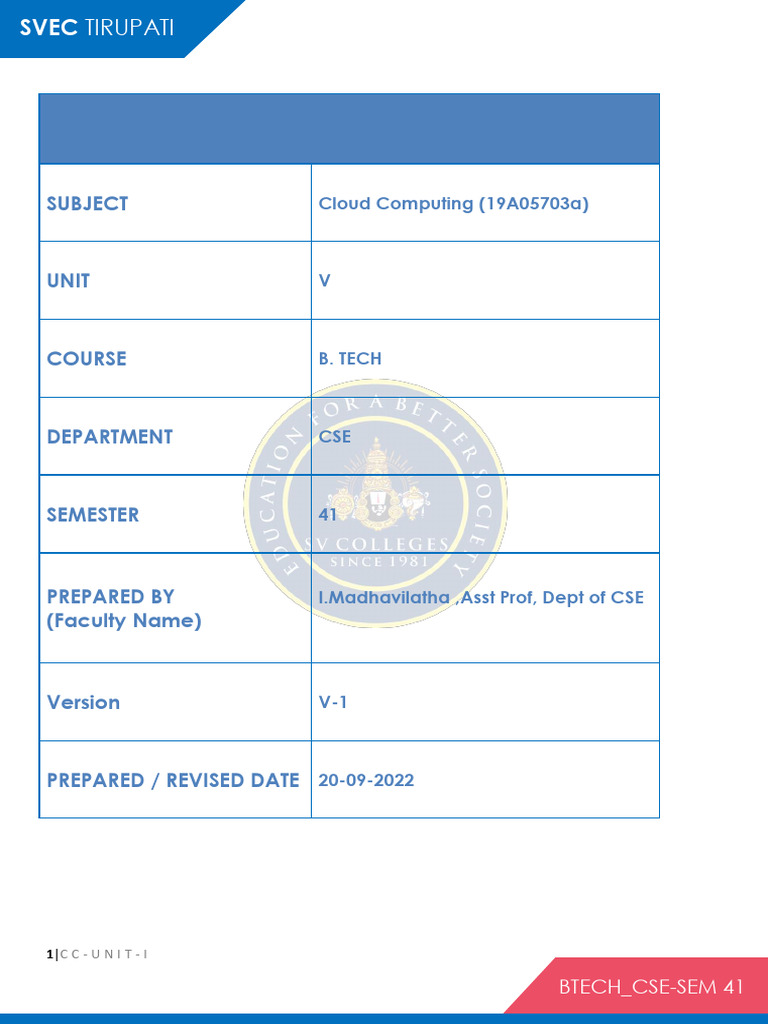 CC_Course Material-Unit-V | PDF | Cloud Computing | Map Reduce