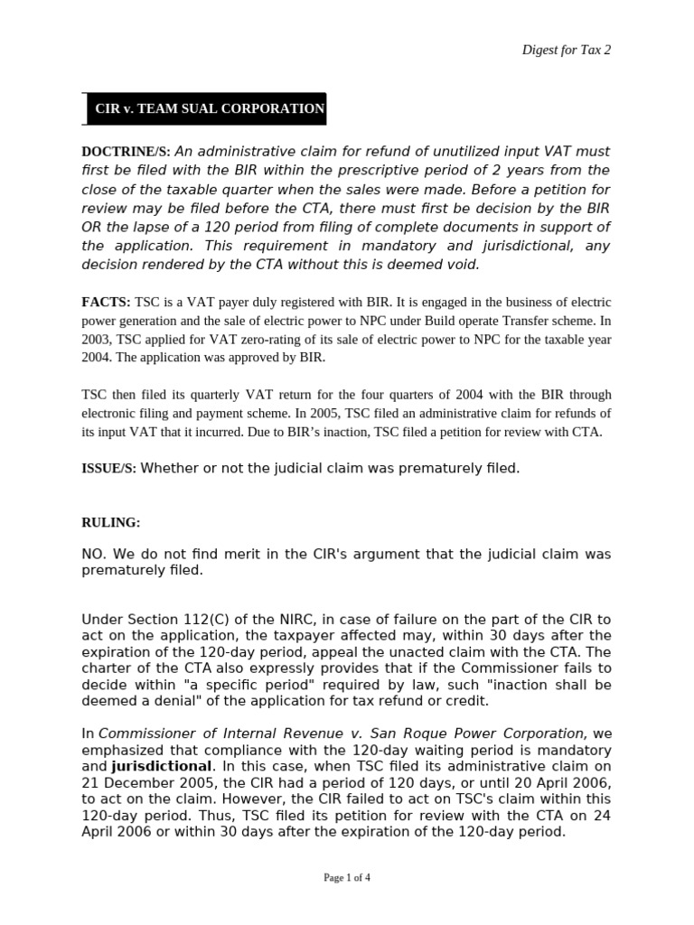 CIR v. Team Sual Corp. (715 SCRA 478) | PDF | Value Added Tax | Taxes