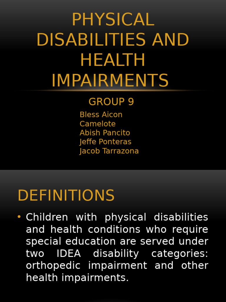 Physical Disabilities and Health Impairments | PDF | Attention Deficit ...