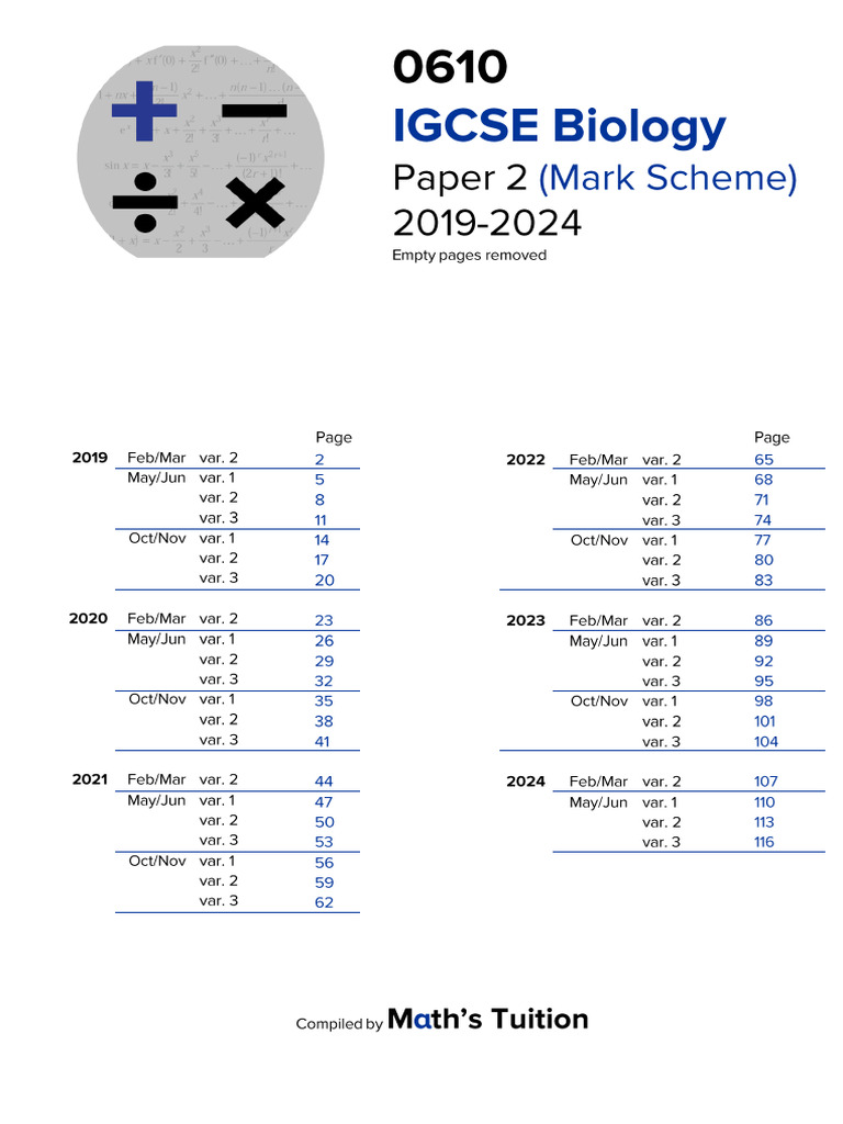 IGCSE Biology Paper 2 2019-2024 Mark Scheme | PDF | Vocational ...