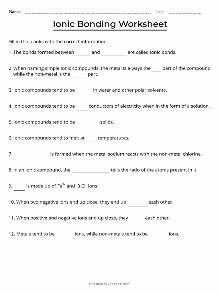 Worksheet Ionic-Bonding- II | PDF