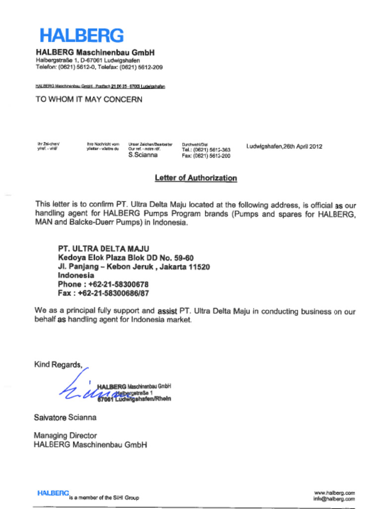 SIHI - HALBERG Pumps - Appointment Letter | PDF