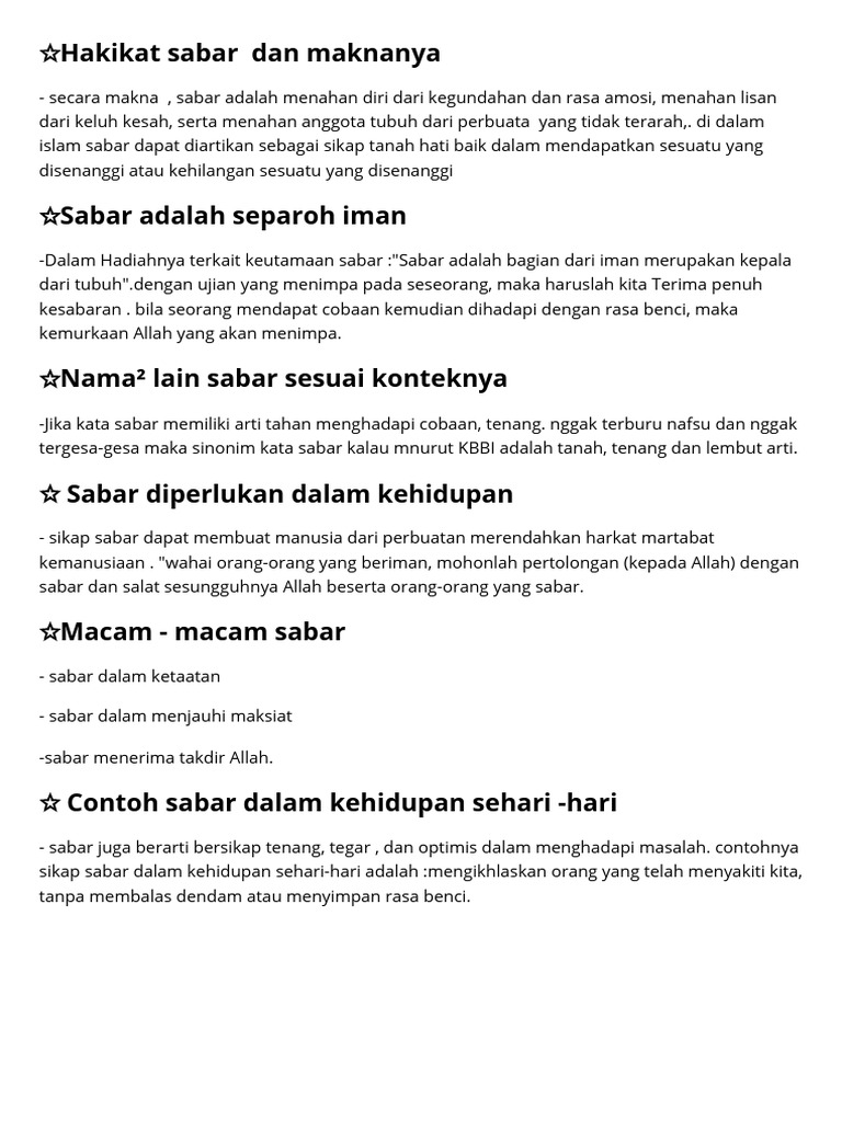 Hakikat Sabar Dan Maknanya - 20241021 - 213528 - 0000 | PDF