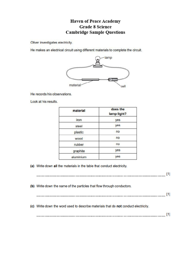Grade 8 Sample Questions | PDF
