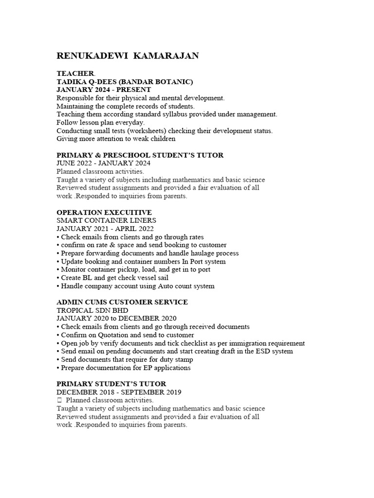 Renu 2024 Resume | PDF