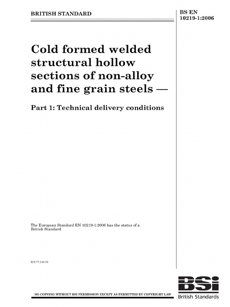 BS en 10219 1 2006 | PDF