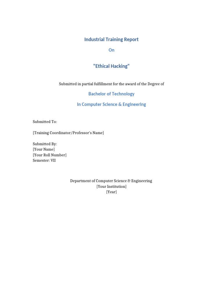 Ethical Hacking Training Report | PDF | Security | Computer Security