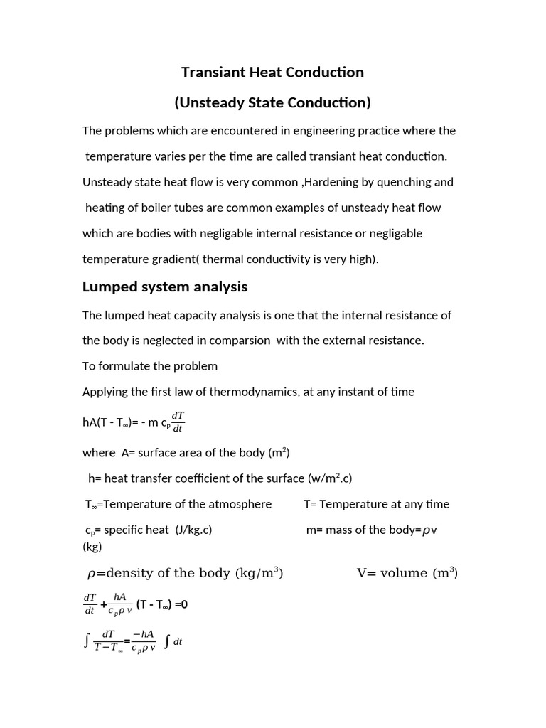 Transient Heat Conduction Analysis | PDF | Thermal Conduction | Heat