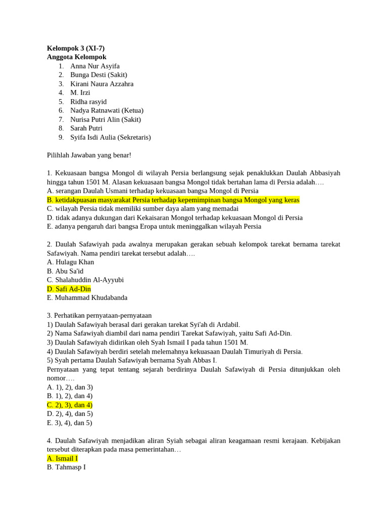 Latihan Soal Bab 5 Kelompok 3 | PDF