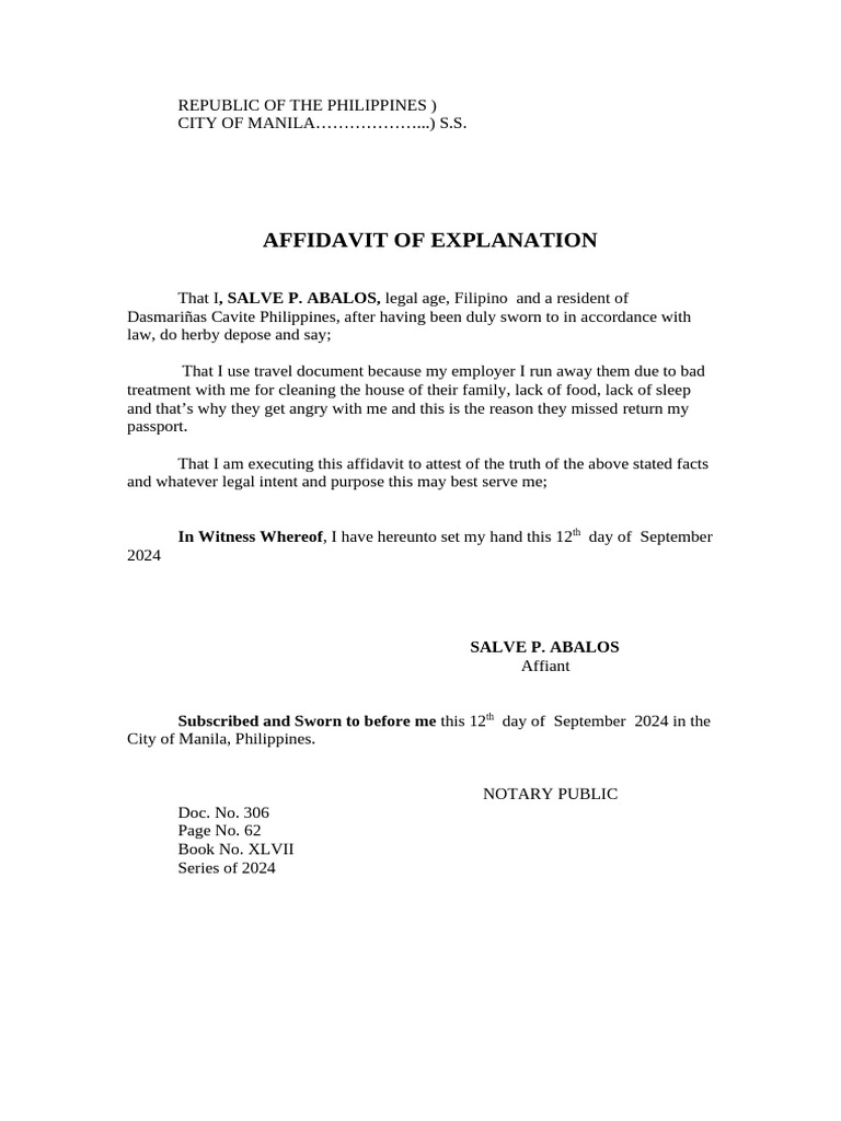 AFFIDAVIT OF Explanation | PDF