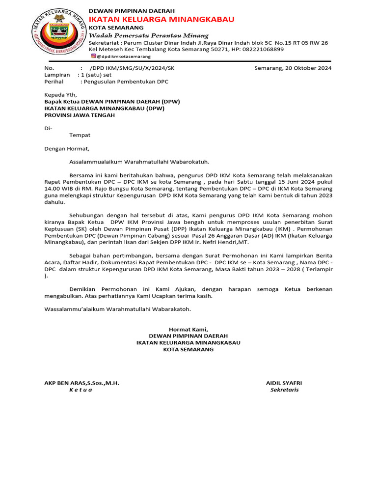 PERMOHONAN PEMBENTUKAN DPC (3) | PDF