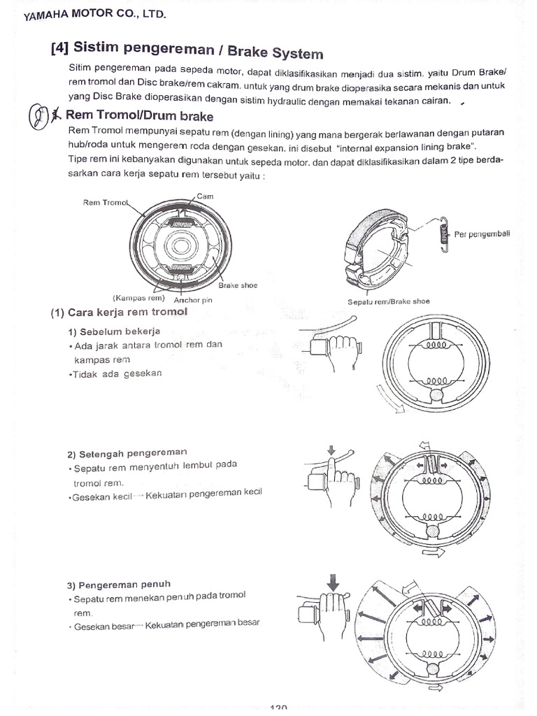 Sistem Pengereman Sepeda Motor Yamaha | PDF