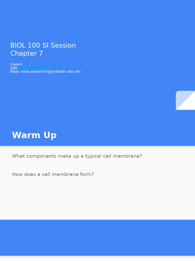 Biol Si Session Chapter 7 | PDF | Cell Membrane | Lipid Bilayer