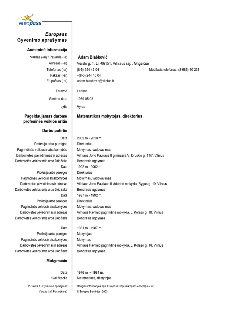Direktoriaus Cv | PDF