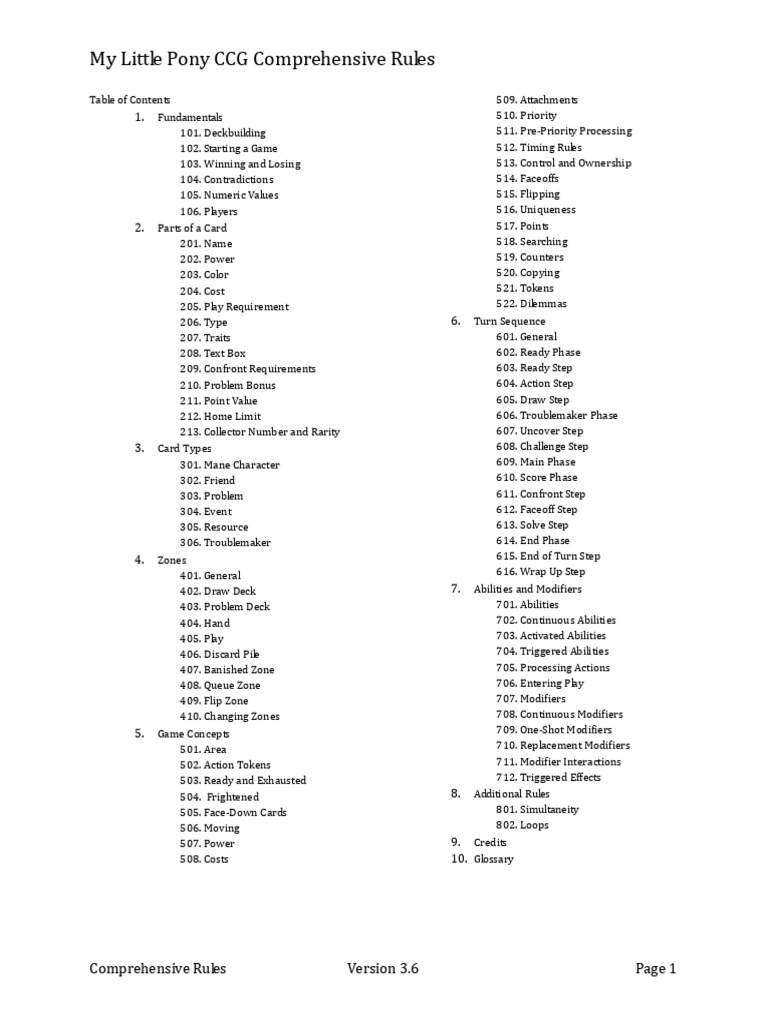My Little Pony CCG Rulebook 3.6 | PDF