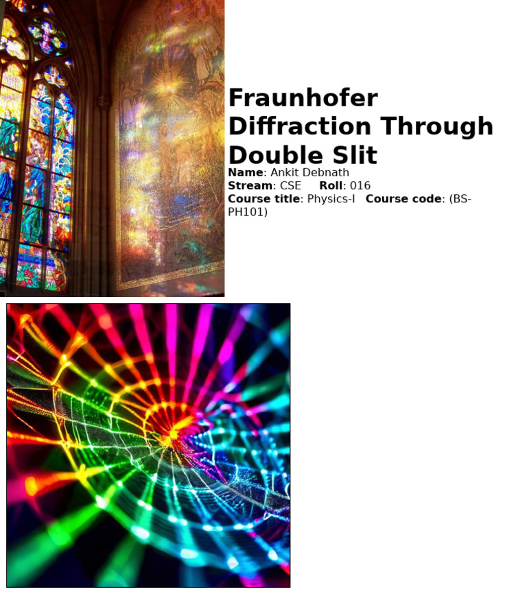 Fraunhofer Diffraction Through Double Slit: Name Stream Roll Course Title Course Code | PDF