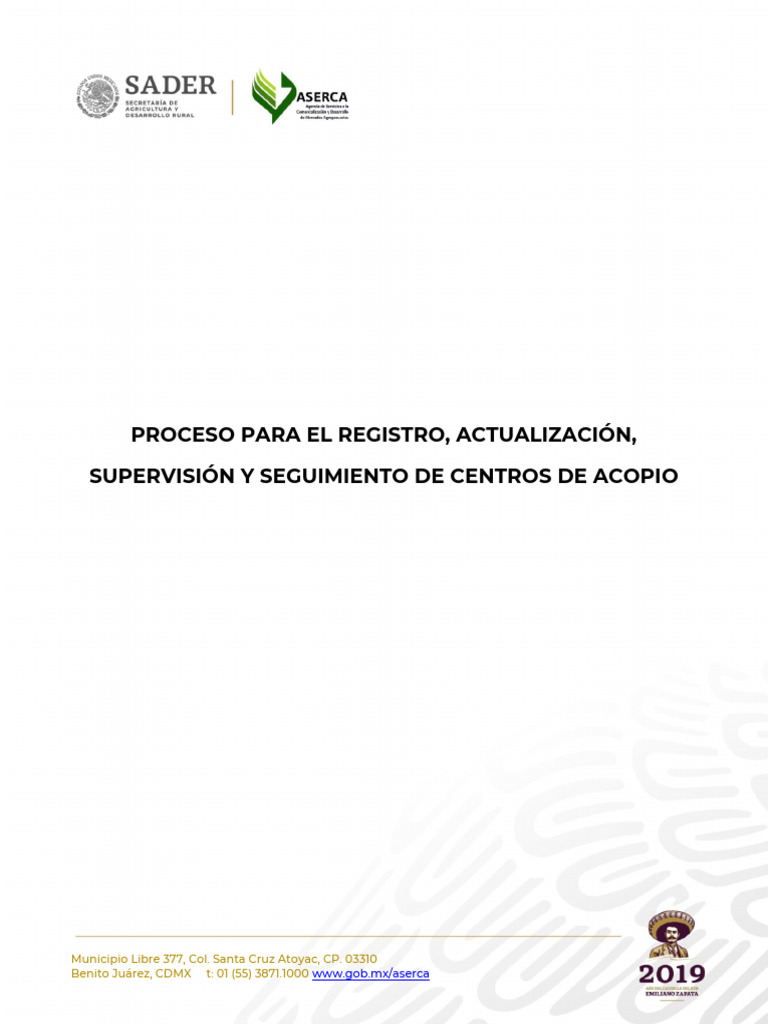 Proceso para El Registro Actualizaci N Supervisi N y Seguimiento de Centros de Acopio | PDF ...