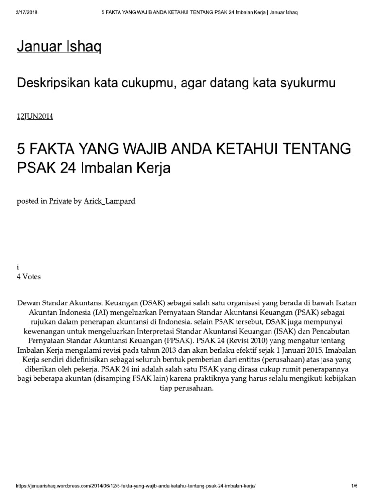 5 Fakta Wajib Diketahui Tentang PSAK 24 | PDF