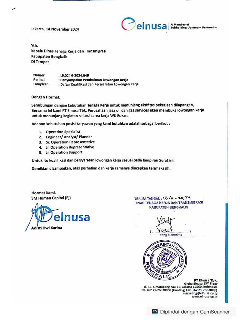 Lowongan Elnusa | PDF