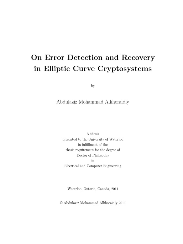 Error Detection in Elliptic Curve Cryptosystems | PDF | Field ...