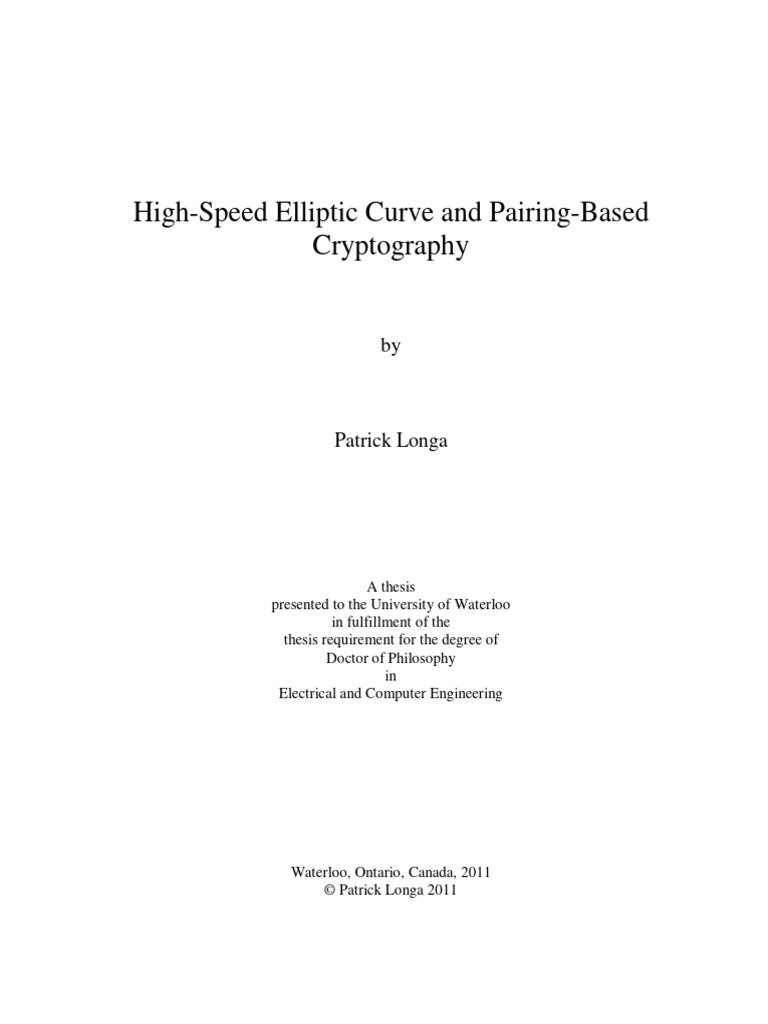 2011 - High-Speed Elliptic Curve and Pairing-Based | PDF | Field ...
