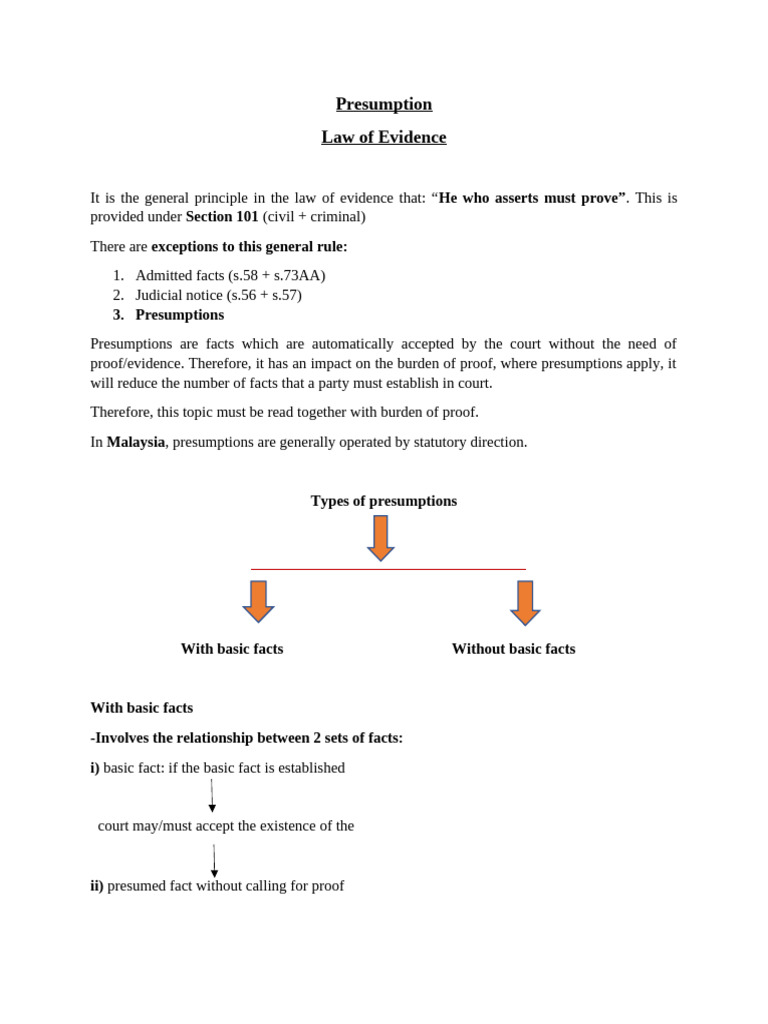Presumption | PDF | Evidence (Law) | Burden Of Proof (Law)
