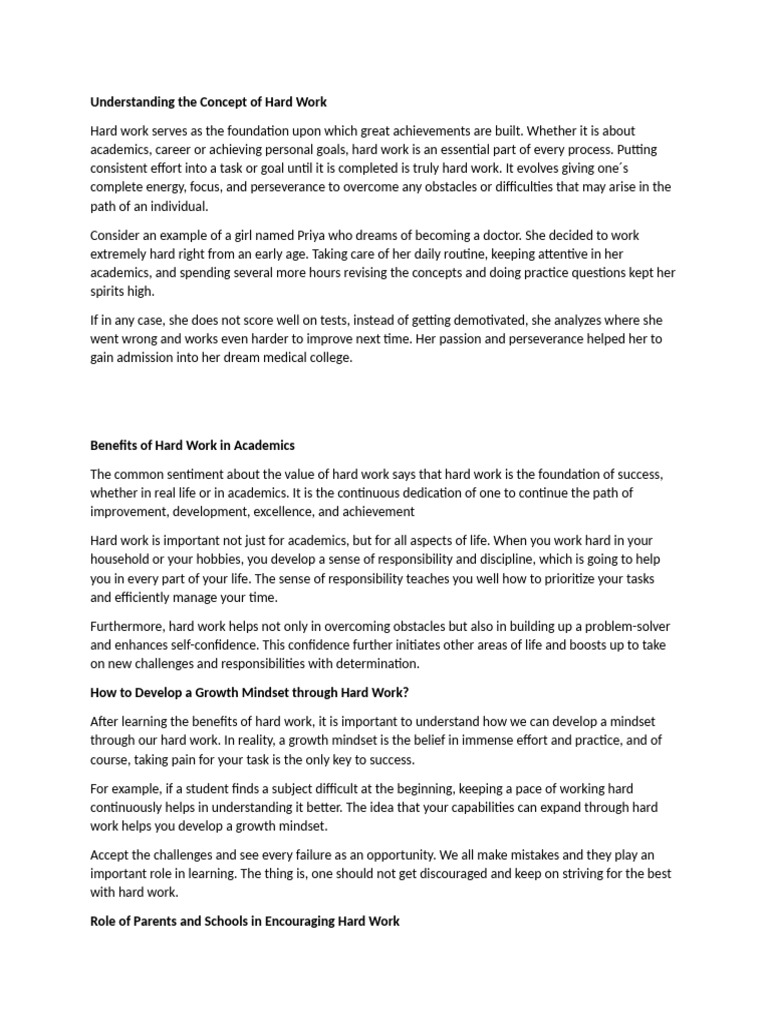Understanding The Concept of Hard Work | PDF | Mindset | Disciplines