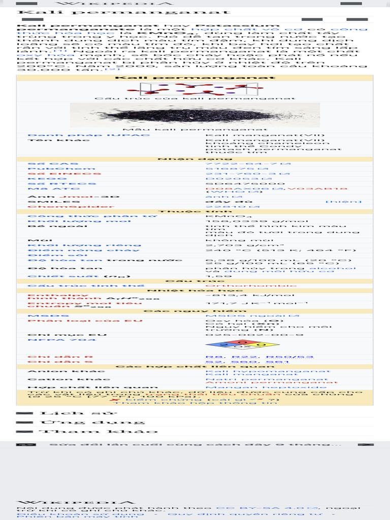 Kali Permanganat - Wikipedia Tiếng Việt | PDF