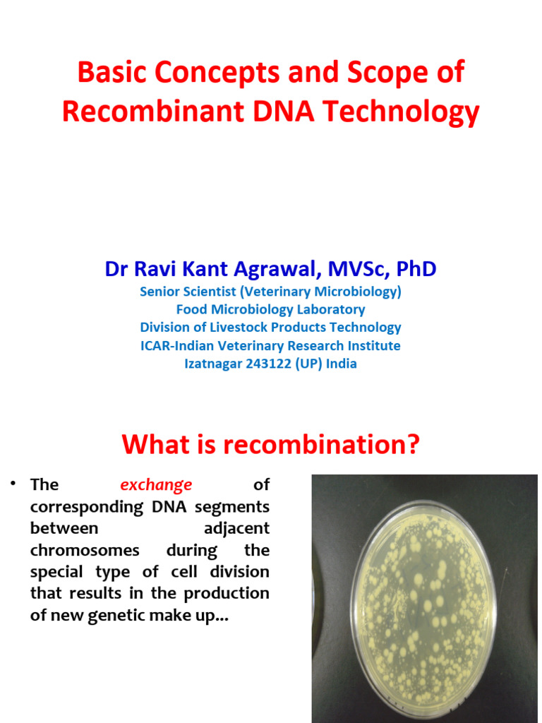 Basic Concepts and Scope of Recombinant DNA Technology | PDF | Dna | Molecular Cloning