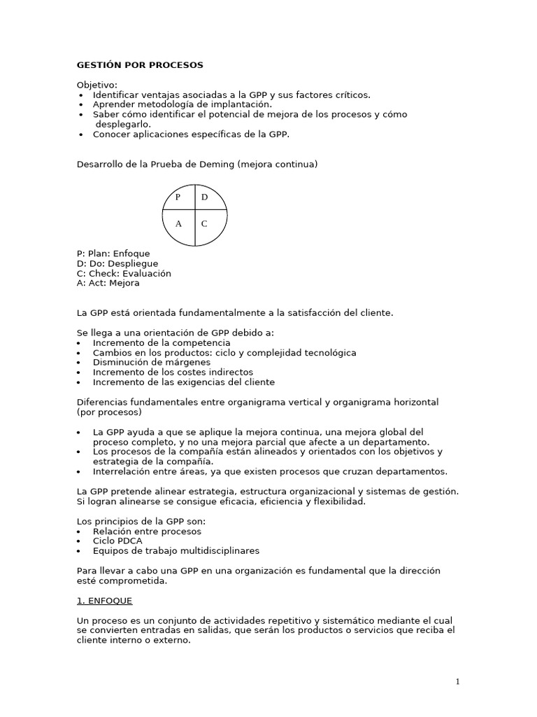 Gestión Por Procesos | PDF | Calidad (comercial) | Economias