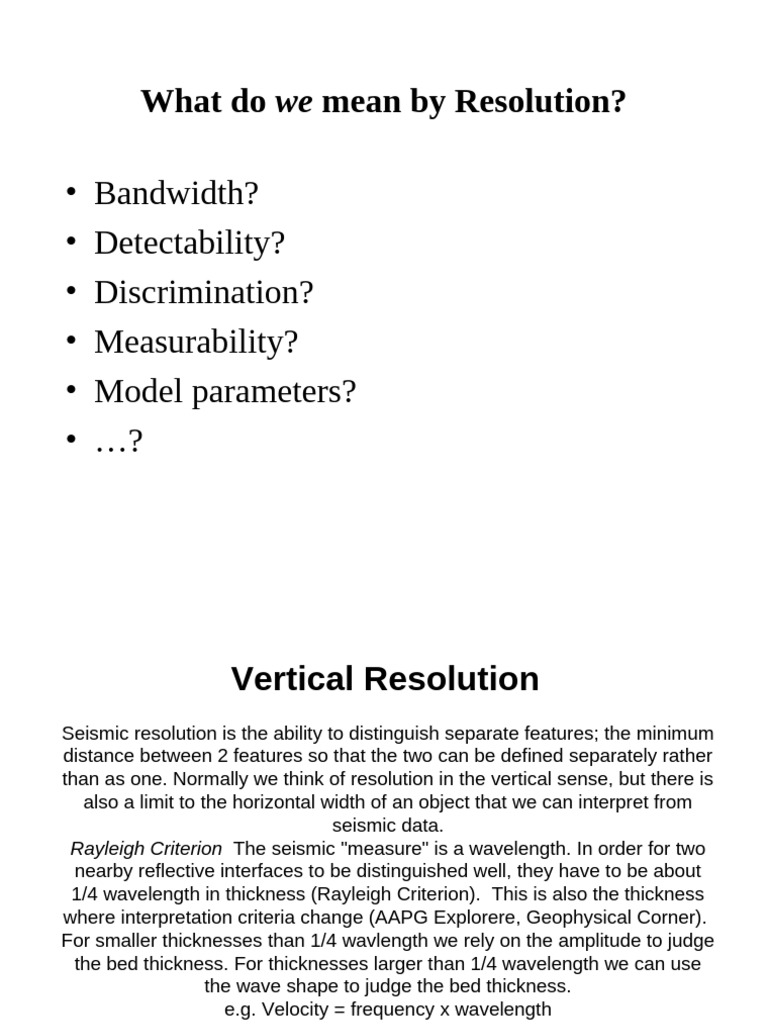 Understanding Seismic Resolution Factors | PDF | Wavelength | Angular ...