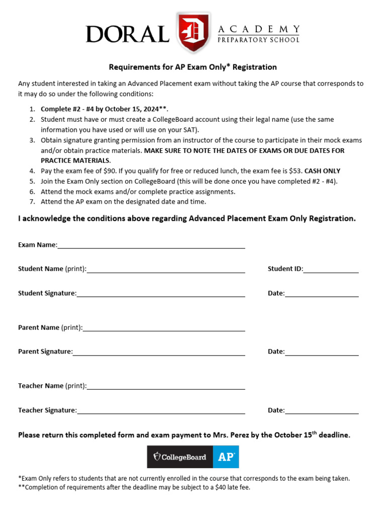 Requirements for AP Exam Only | PDF