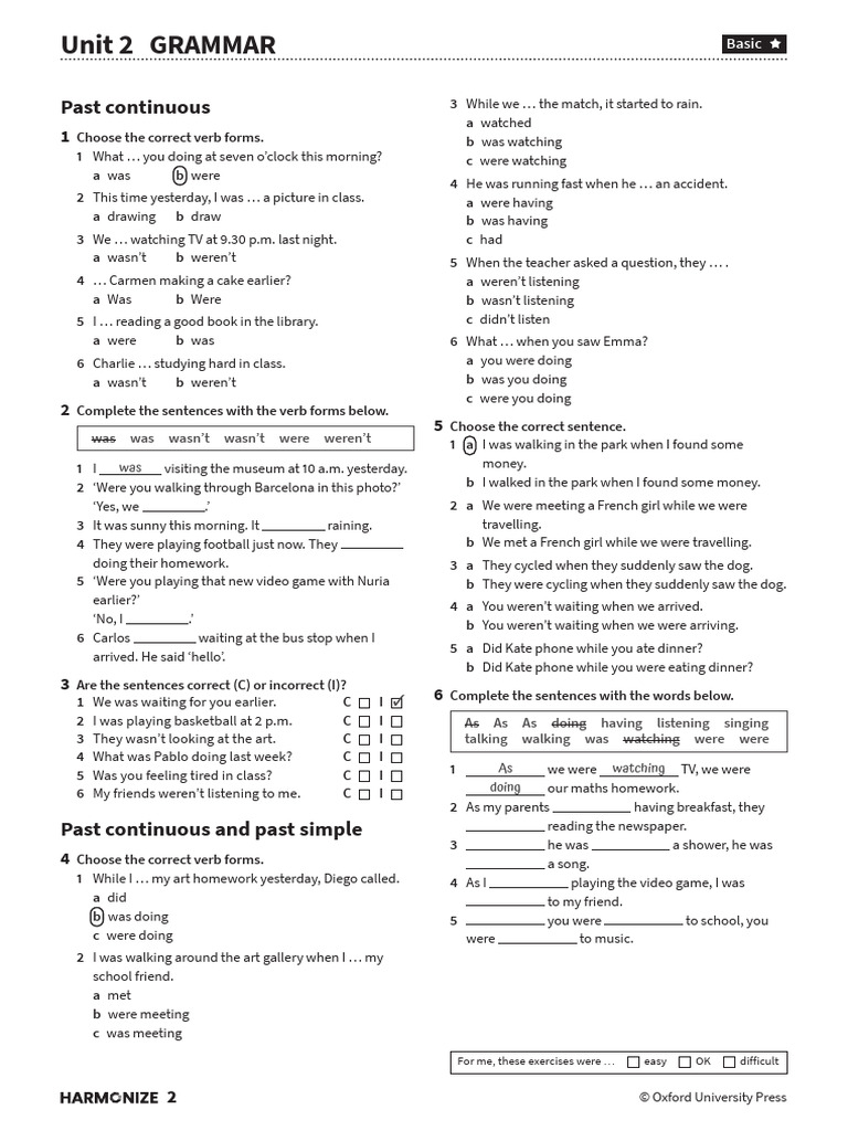 Grammar Extra Worksheet - Unit 2 | PDF
