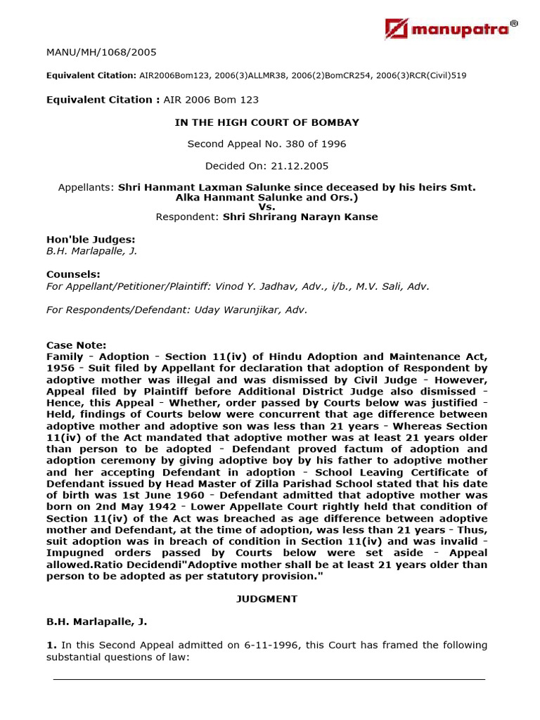 12 Hanmant Laxman Salunke V Shrirang Narayn Kanse | PDF | Lawsuit | Brief (Law)
