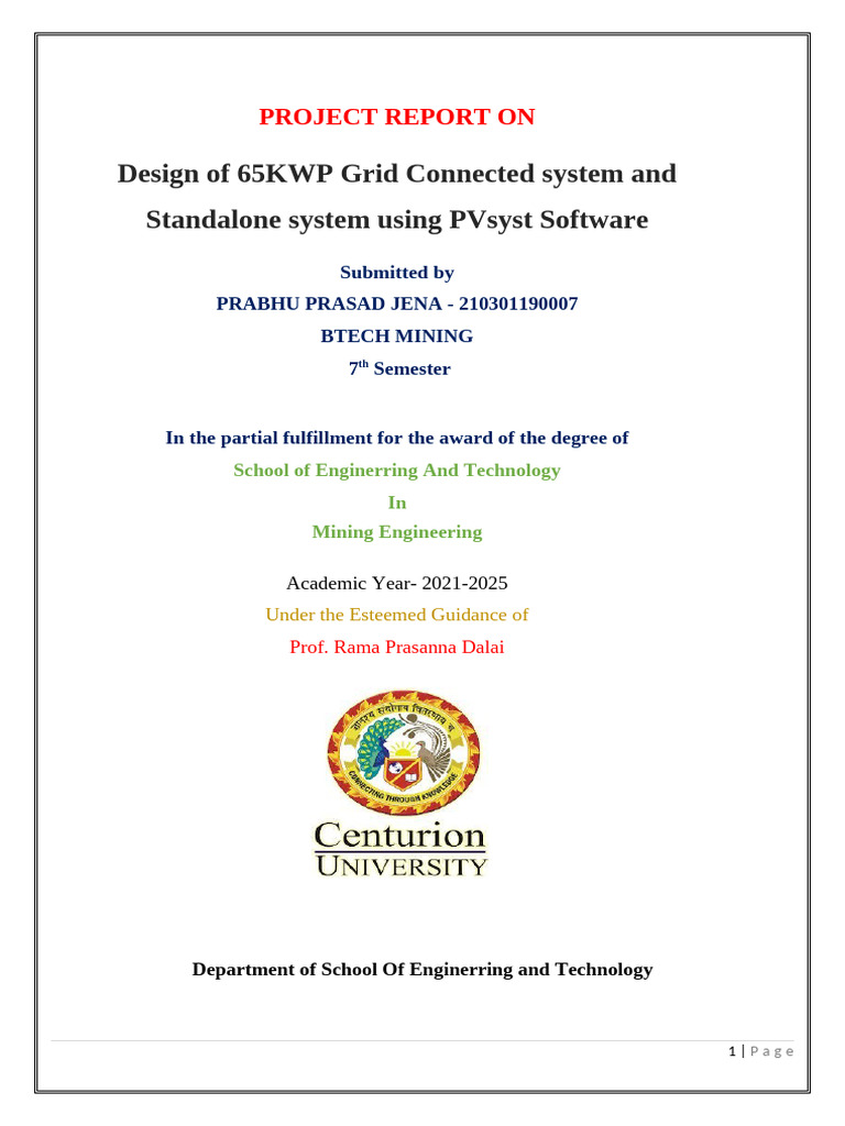 65KWP Solar PV System Design Report | PDF | Photovoltaic System ...