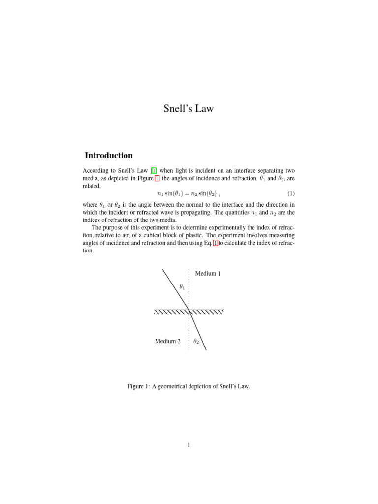Snell | PDF | Refraction | Standard Deviation