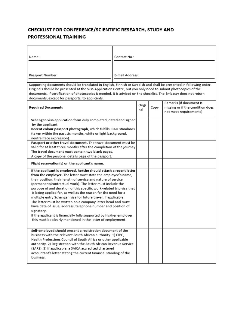 Checklist For Conference Scientific Research and Study For VFS | PDF ...