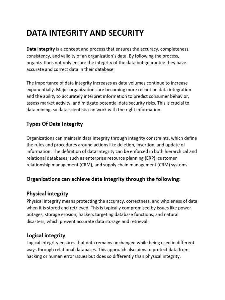 Data Integrity and Security | PDF | Databases | Computer Security