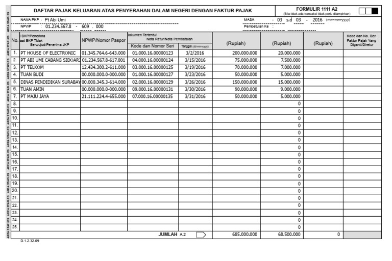Formulir SPT PPN 1111_A2 | PDF
