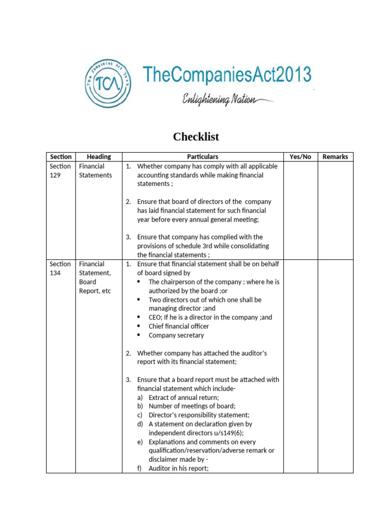 Checklist For Chapter 9th (Accounts Off Companies) | PDF | Financial Statement | Corporate ...