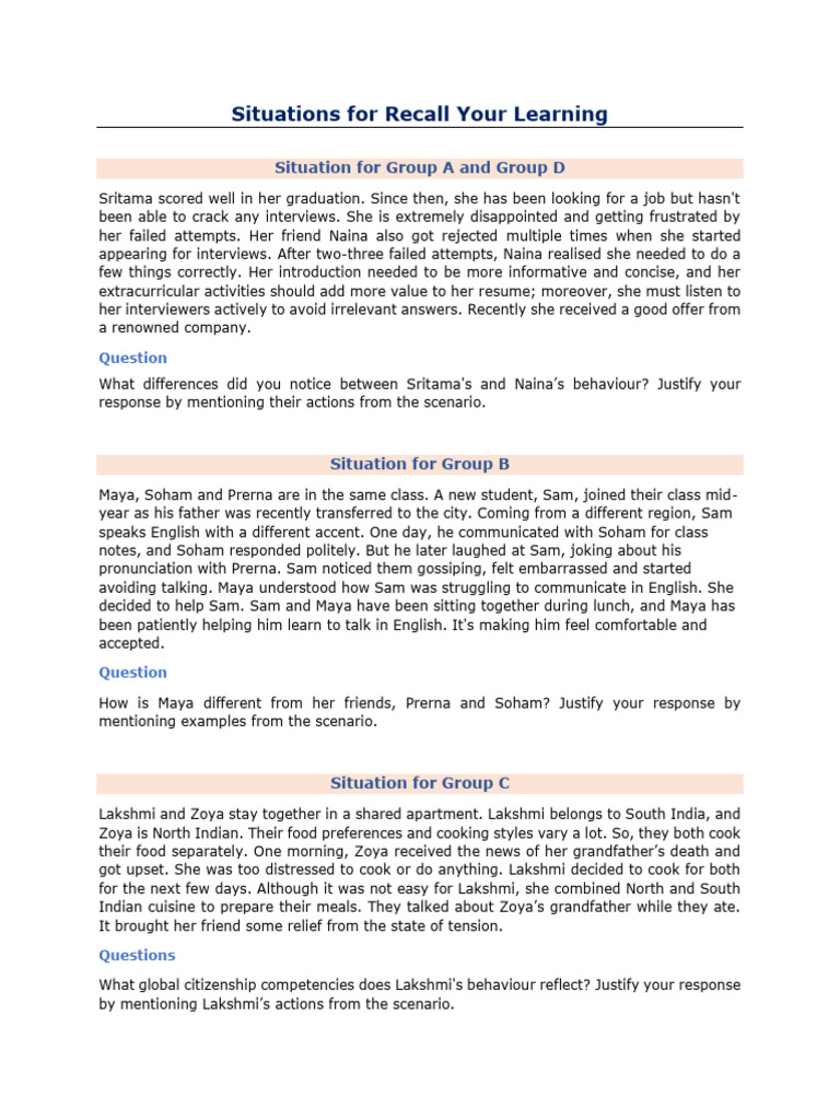 Scenario Recall Your Learning FG1 | PDF