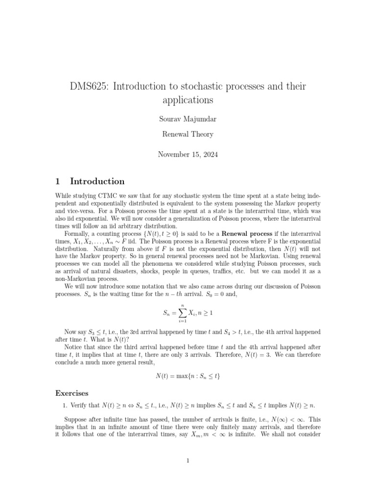 Renewal Theory | PDF | Markov Chain | Inequality (Mathematics)