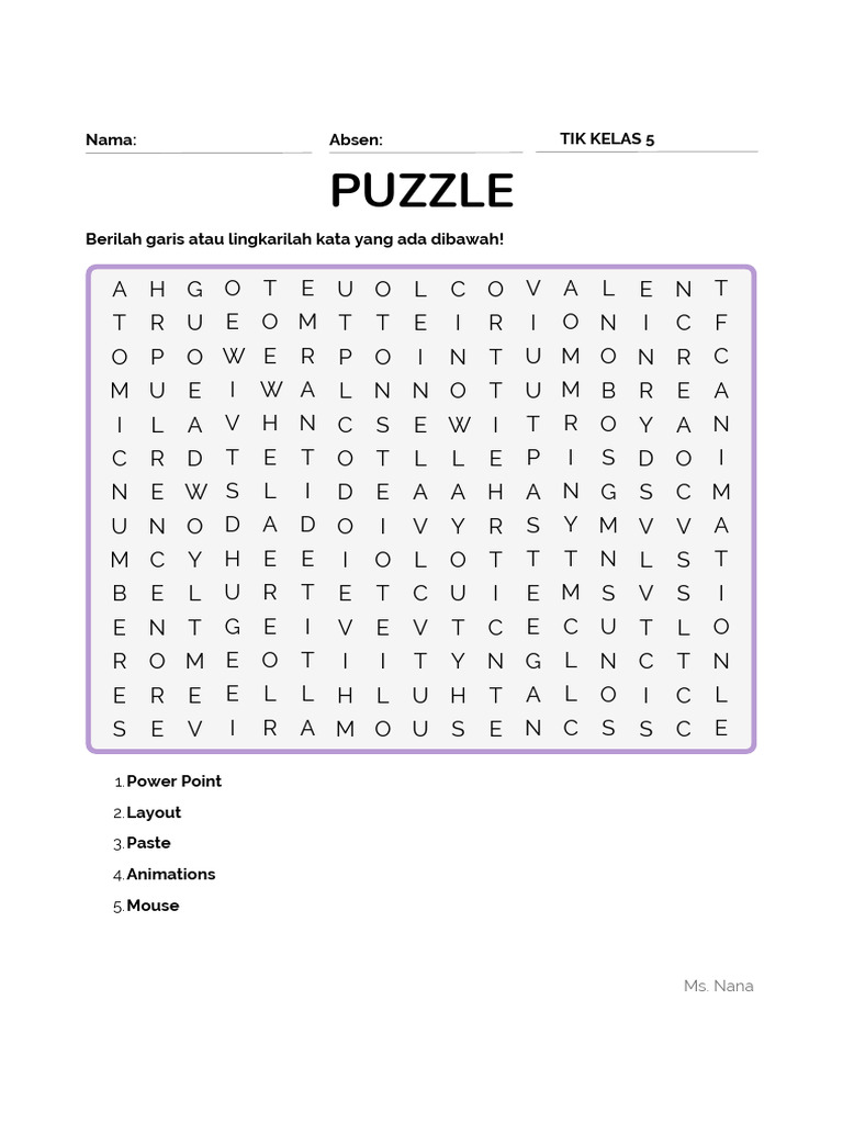 Chemical Bonding Puzzle Worksheet in Purple and Gray Abstract Style | PDF