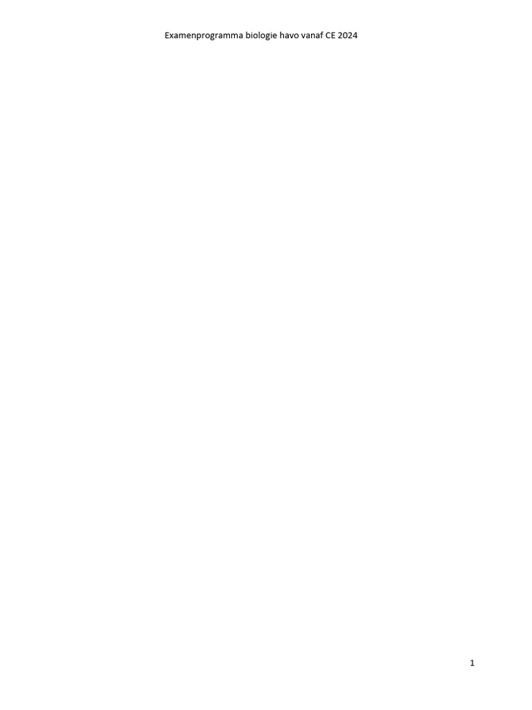 Examenprogramma Biologie Havo Vanaf 2024 (1) 241022 202428 | PDF