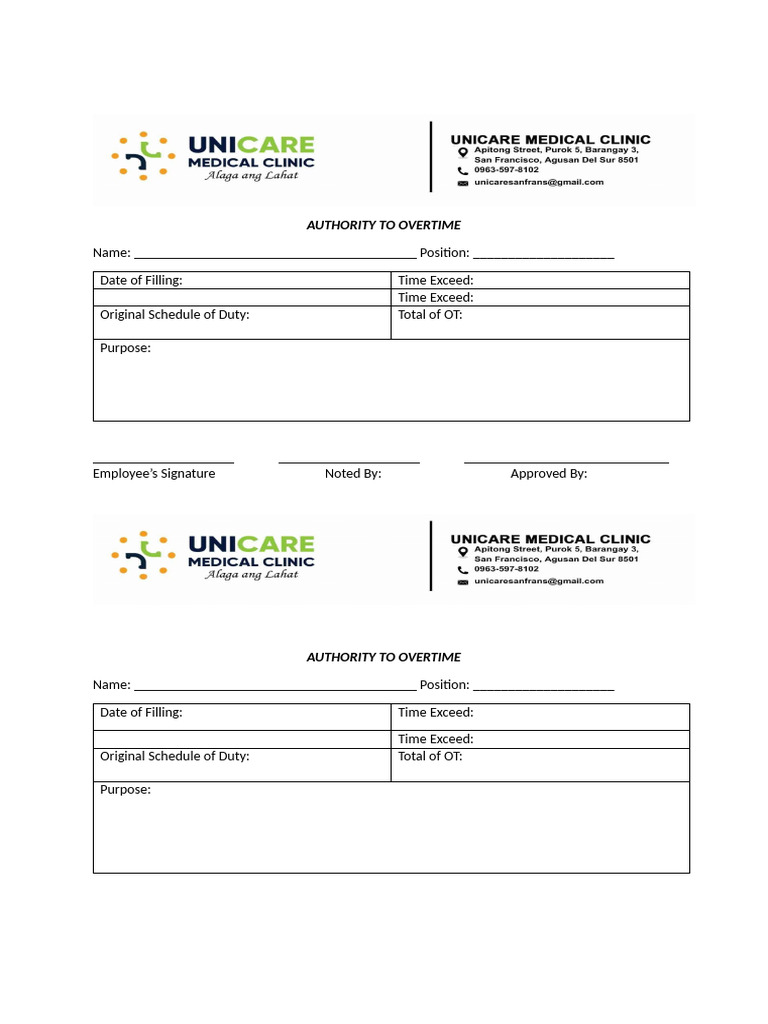 Overtime Form | PDF