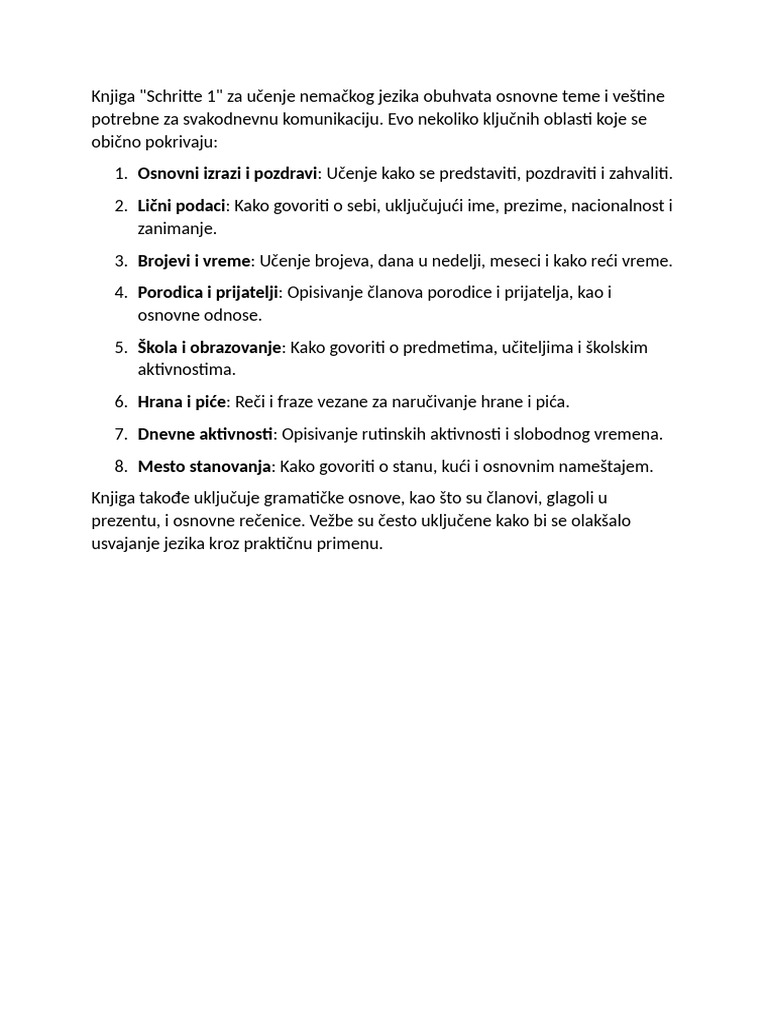 SCHRITTE 1 , SVE STO TREBA ZNATI PRE UCENJA | PDF