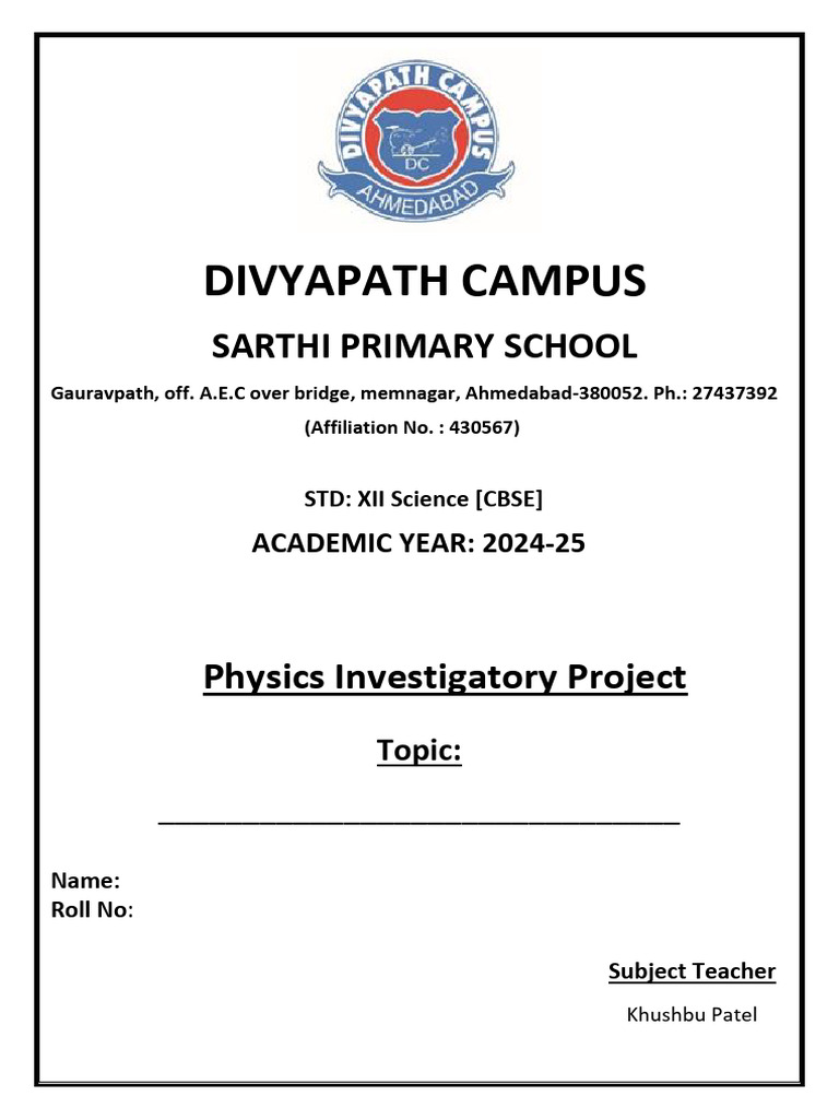 Physics Project Report 2024-25 | PDF