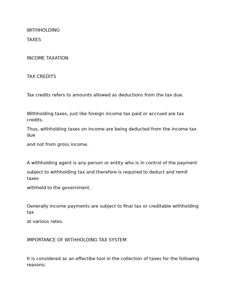 Withholding Tax | PDF