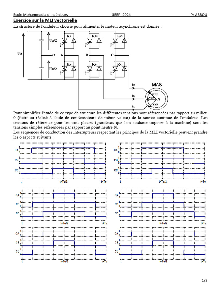 Exercice sur la MLI vectorielle | PDF | Onduleur | Électrotechnique