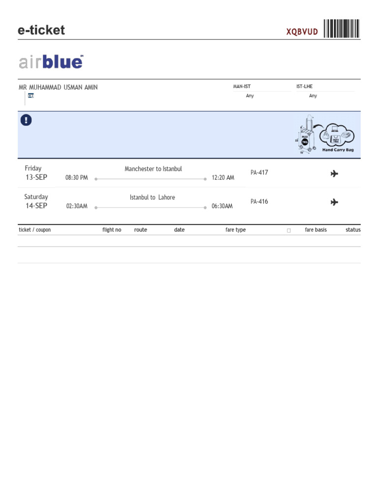 Airblue Flight PA-416 & PA-417 Details | PDF